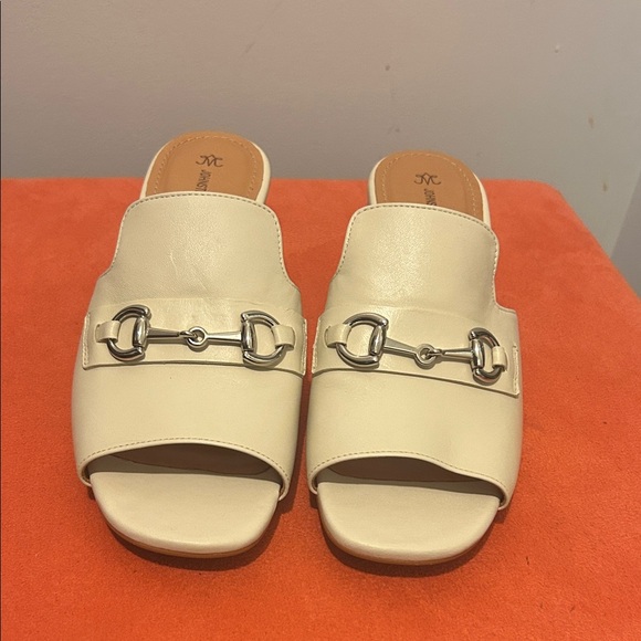 Johnston & Murphy | Shoes | Johnston Murphy Cream Mules With Silver ...